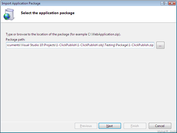 Vishal Joshi's Tangent: Importing a Web Package into IIS Manager
